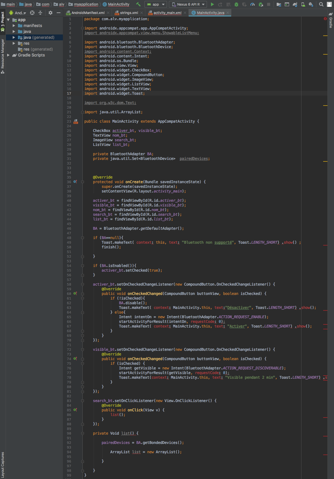 Aide interface bluetooth (android studio) par FytraxProduction - page 1 - OpenClassrooms